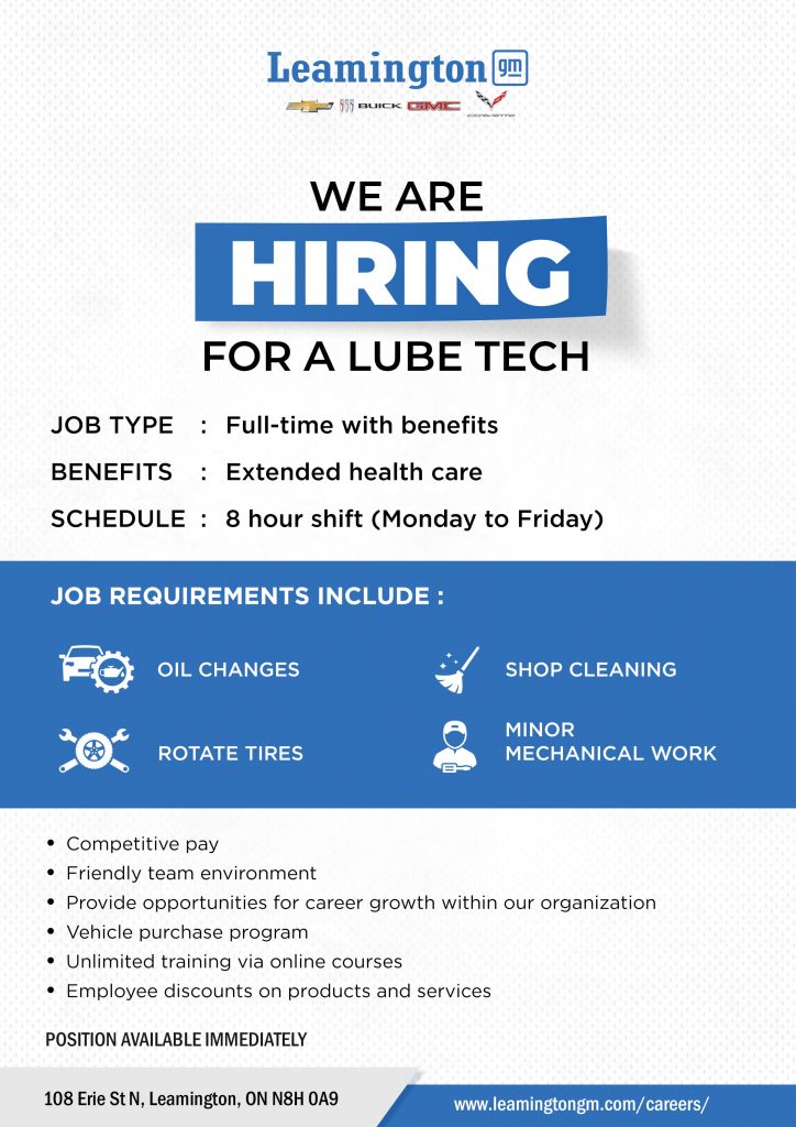 Lube Tech - Leamington GM